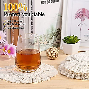 5 Pack Coasters for Drinks Absorbent, Macrame Handmade Cotton Coasters for Coffee Table, Boho Coaster Set with Tassels Heat-Resistant Farmhouse Drink Coaster for Home Decor Tabletop Protection.