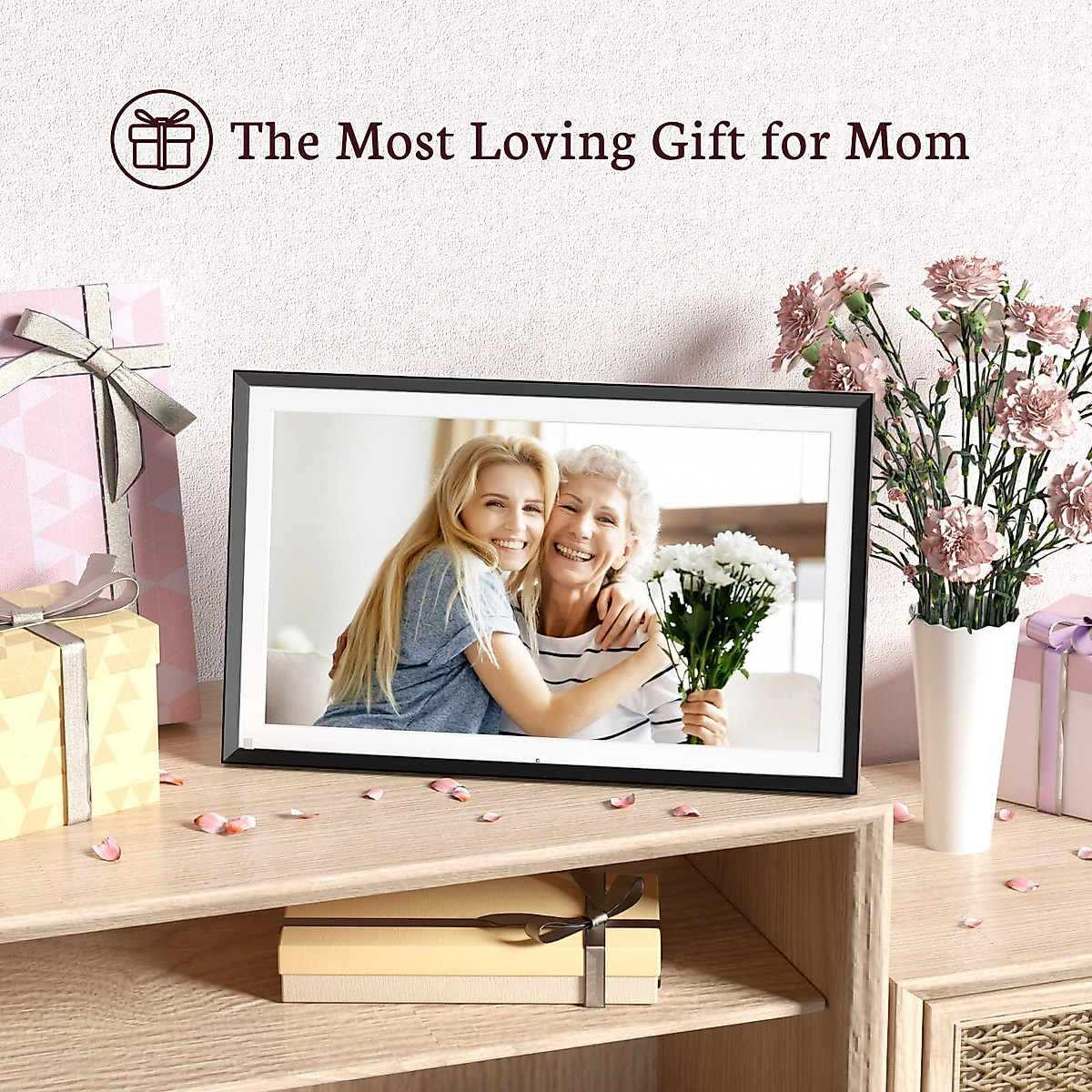 BSIMB 15.6 Inch FHD 64GB Extra Large WiFi Digital Picture Frame, Smart Photo Frame 1920x1080 IPS Touchscreen, Motion Sensor, Send Picture from Anywhere, Gift for Mother's Day
