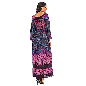 Padaleks Dresses for Women Spring Summer Trendy Ladies Casual Boho Maxi Dress Long Sleeve One Shoulder Sundress Hot Pink