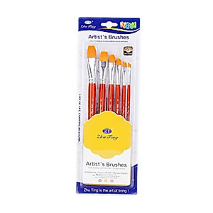 NUOBESTY 6pcs Set Oil Paint Brush Set Hair Brush Water Coloring Paint Set Oil Brush Set Acrylic Painting Brush Watercolor Brushes Acrylic Brush Oil Paintbrush Combination Red Pole