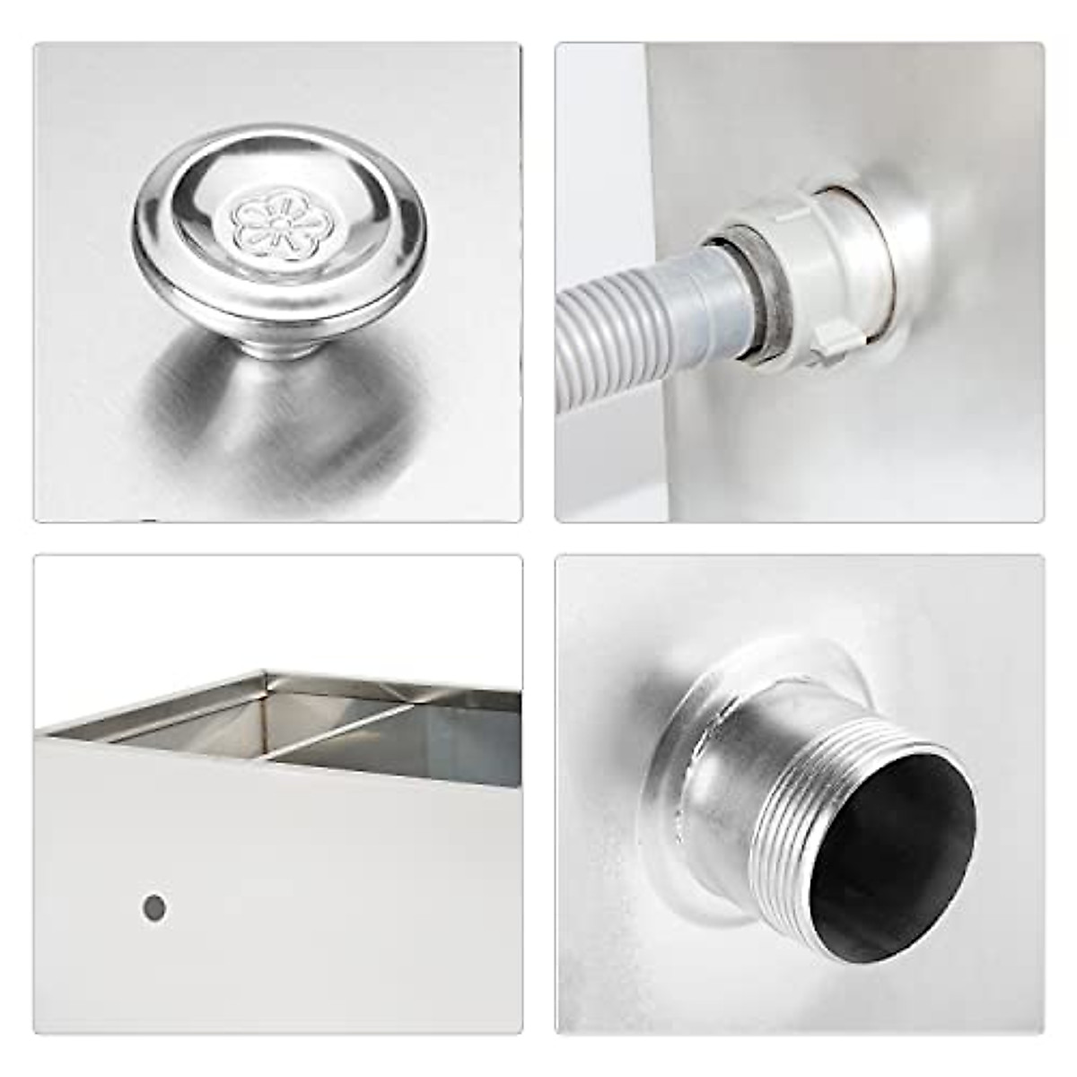 Grease Trap with 3 Top Inlets, Grease Traps for Restaurants Under Sink, Commercial Grease Trap Under Sink, Stainless Steel Grease Interceptor Trap for 3 Compartment Sink