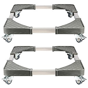 SINJEUN 2 Pack 19.7 to 25.6 inches Adjustable Furniture Dolly, Telescopic Mobile Roller with 4 Locking Wheels, Adjustable Moving Dolly for Washing Machine, Dryer, Refrigerator, 500 Lbs Capacity