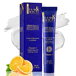 Fair and White Exclusive, Skin Brightening Cream with Vitamin C | 1.7 Fl oz / 50g | Reduce Appearance of Fine Lines & Wrinkles - with Glycerin and Castor Oil, For Face & Body