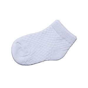 Looching Pack of 5 Mesh Thin Baby Girls Boys Cotton White Socks Toddler Kids No Show Ankle Socks 1-10T (6-8 Y, Mesh White)