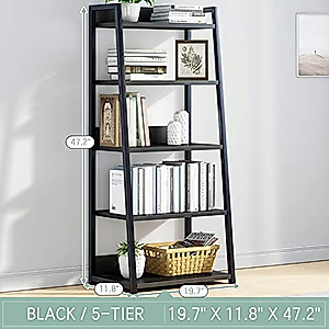 IOTXY 5 Tier Open Bookshelf - Steel and Wood Display Stand, 50CM Width Floor-Standing Bookcase, Black