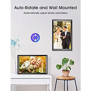 BIGASUO 14.1 Inch Large Digital Picture Frame with 1280x800 IPS HD Touchscreen, Built-in 16GB Storage WiFi Smart Photo Frame, Share Photos and Videos Remotely via APP, Auto-Rotate, Wall- Mountable