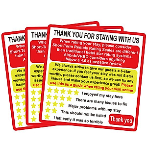 Short Term Rentals 5 Star Rating Explanation Magnets 5 x 5 Inch Short Term Rentals Rating Review Magnets - 5 Star Review Magnet for Short Term Rental Business 2 Pcs