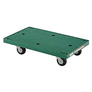Vestil POS-1830 Plastic Dolly, 500 lb. Capacity, 6" Height Deck x 18" Width x 30" Depth , Green
