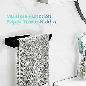 simgoonew Hand Towel Holder, Self Adhesive Black Towel Ring, SUS 304 Stainless Steel Brushed Towel Racks, Towel Bar for Bathroom Wall, Kitchen, 2 Packs