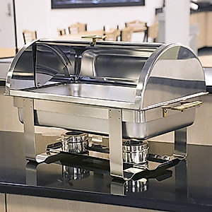 Roll Top Deluxe Full Size Rectangle 8 Qt. Stainless Steel Chafing Dishes