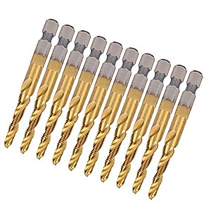 M5 tap, Tap Drill Bits, 4.2 Hex Square Shank High Speed Steel 10Pcs for Drilling Reaming