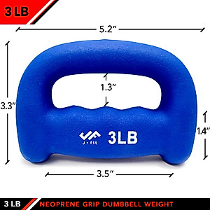 JFIT Neoprene D-Grip Dumbbell Weight, 3LB, 3 Pound