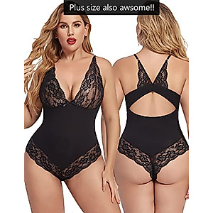 Avidlove Women Lingerie Bodysuit Snap Crotch Teddy One Piece Babydoll (Black,M)