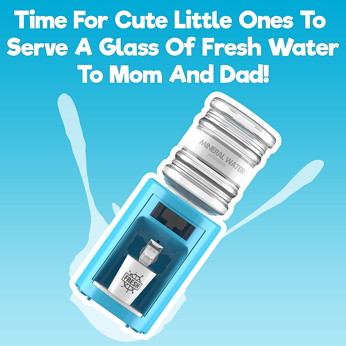 Misco Toys Kids Pretend Play Water Cooler Toy playset Kitchen Appliances, Childrens Pretend Play Action-Fun Appliance Set for Toddlers, Realistic use and Cups, Ages 3+ (Blue) (MT1400)