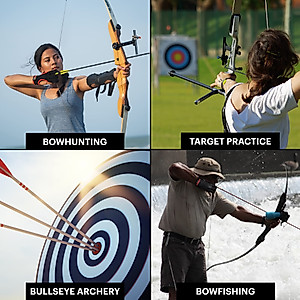 DMoose Archery Glove, Leather Gloves for Recurve & Compound Bow, Non-Slip Padded Tips for Grip Stability - Three Finger Protected Design Archery Finger tab, Archery Accessories for Men, Women & Youth