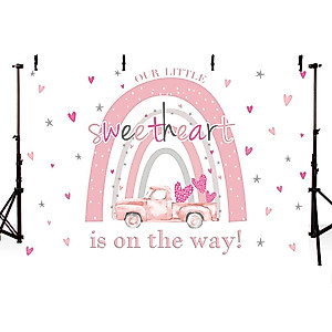 MEHOFOND Valentines Baby Shower Backdrop for Girl Sweetheart Baby Shower Decorations Banner A Little Sweetheart is On The Way Boho Rainbow Photography Background Studio Photo Props Vinyl 7x5ft