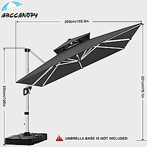 ABCCANOPY 9FT Cantilever Patio Umbrella Double Top Square Umbrella Outdoor Offset Umbrella with 360° Rotation,Dark Gray