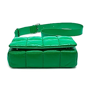 EvaLuLu Genuine Leather Crossbody Bag for Womens Quilted Shoulder Handbag (Green Leather)