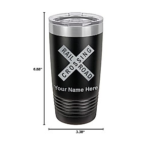 LaserGram 20oz Vacuum Insulated Tumbler Mug, Railroad Crossing Sign 1, Personalized Engraving Included (Black)