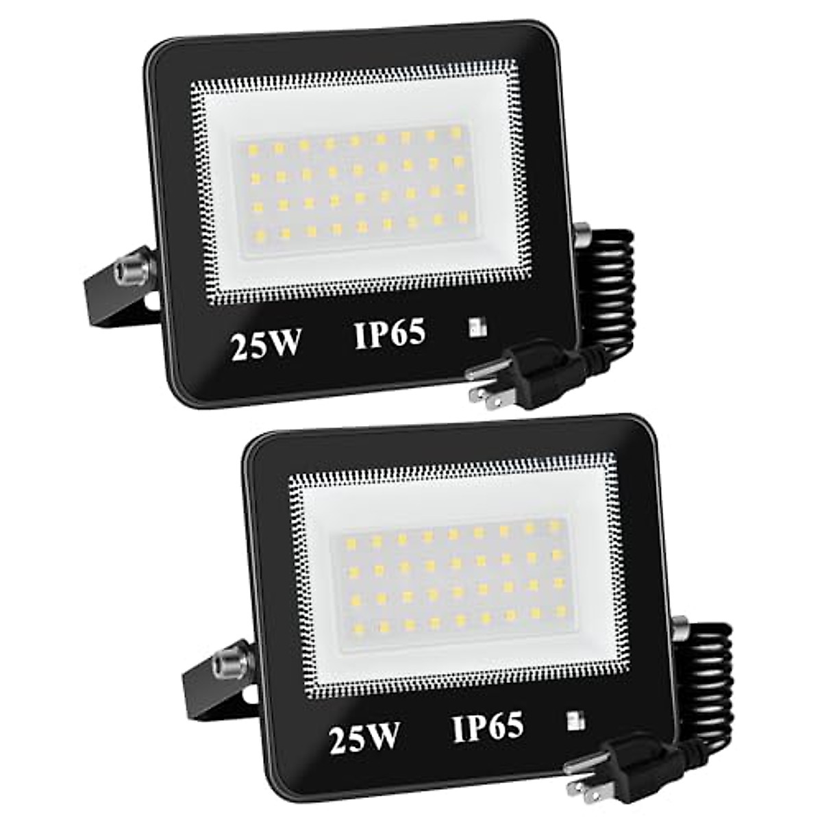 RFPP LED Flood Light Outdoor,2Pack 25W Plug in Motion Sensor Light with 5ft Cord,120V Security Lights with photocell Waterproof 5700K Flood Lights Lighting for Yard Backyard House Wall (25, Watts)