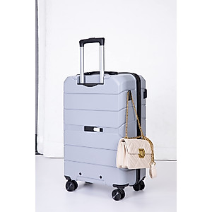 Tripcomp Luggage Sets Hardshell Travel Durable Suitcase Sets with Spinner Wheels TSA Lock, Carry-on,Luggage 3piece Set (20inch/24inch/28inch) (Silver)