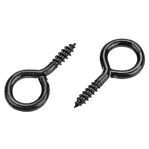 Powlankou 160 Pieces 1 inch Screw Eyes, Black Zinc Plated Steel Screw Eyes, Self Tapping Screw Hooks, Metal Eye Hooks, Eyelet Screws