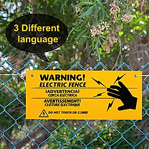 8 Pieces Electric Fence Warning Signs 10 x 4 Inch Plastic Electric Fence Safe Signs Caution Warning Sign for Danger Electric Fence Sign Farm Home