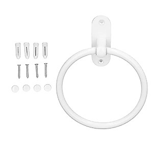 Bathroom Towel Holder, Aluminium Alloy Space Saving White Elegant Style Washroom Hand Towel Rings, Hangers Wall Mount Heavy Duty Storage for Hotel Bathroom Kitchen
