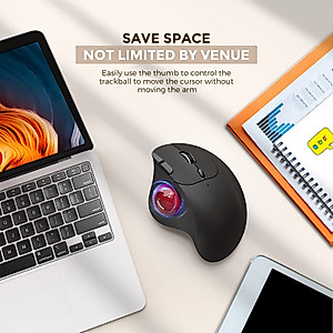 ECHTPower Trackball Mouse, Easy Thumb Control Ball Mouse, Precision and Smooth Tracking, Wireless Mouse Support 3 Device Connection(2.4G or BT), Rollerball Mouse for PC/Laptop/Mac/Windows