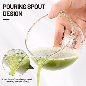 Textured Glass Matcha Bowl With Pouring Spout - Handmade Japanese Style Matcha Green Tea Ceremony Chawan 400ml 13.5 oz Big Glass Salad Porridge Juice Bowl Cup