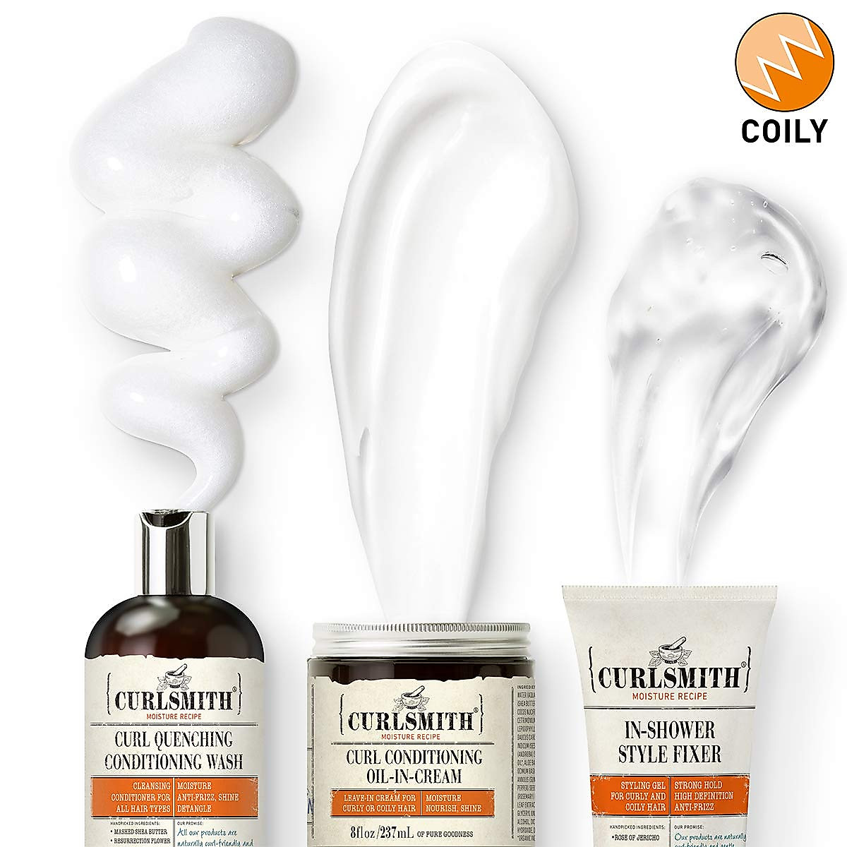 Curlsmith - Coily Wash Day Bundle, Including Curl Quenching Conditioning Wash, Curl Conditioning Oil In Cream & In-Shower Style Fixer
