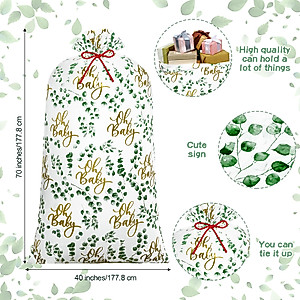 Zonon 3 Pcs 56'' Extra Large Sage Green Baby Shower Bags Oversized Holiday Plastic Gift Bags Jumbo Storage Gift Wrapping Bags for Party Favors Gift Wrap