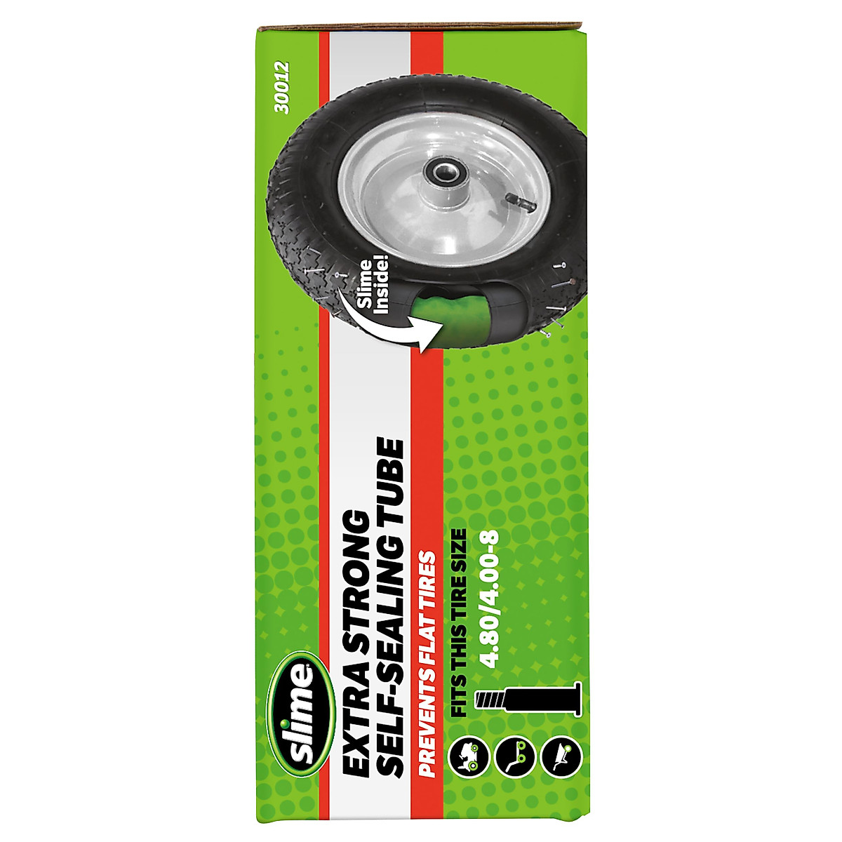 Slime 30012 Inner Tube for wheelbarrows, Lawn Mowers, Trailers, Tractors, Golf Carts, 4-Wheelers and More, Extra Strong, Includes Self-Sealing Sealant, Heavy Duty, Replacement, 4.80/4.0-8"