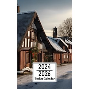 Pocket Calendar 2024-2026: Two-Year Monthly Planner for Purse , 36 Months from January 2024 to December 2026 | Traditional town | Finland
