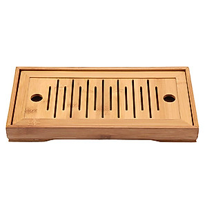 Fdit Mini Bamboo Tea Coffee Serving Tray Kung Fu Tea Plate (10.6in)