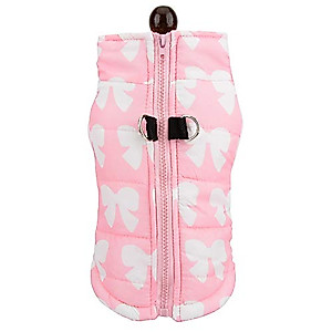 New Various Pet Cat Dog Soft Padded Vest Harness Small Dog Clothes Pink Bow XL