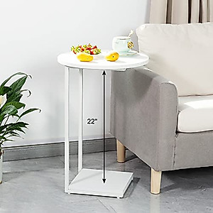 DCLRN White Round Coffee Table Stylish and Versatile End Table for Sofa,Living Room and Bedroom Decor