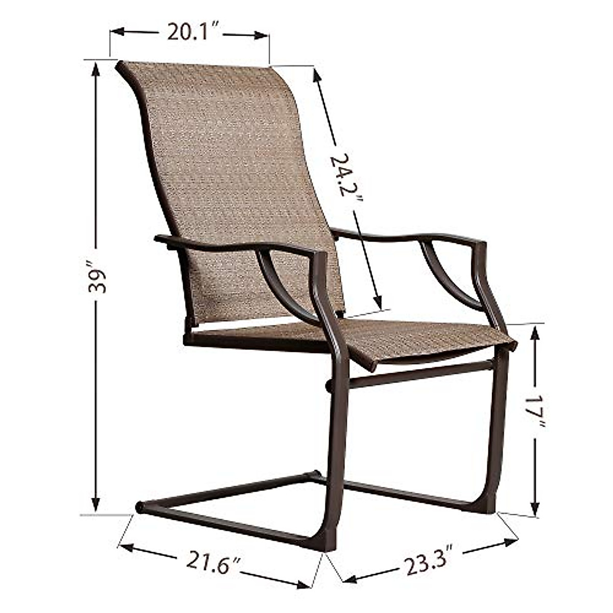 BALI OUTDOORS All-Weather Spring Motion Textile Patio Dining Chairs Set of 4 for Outdoor Lawn Garden Backyard