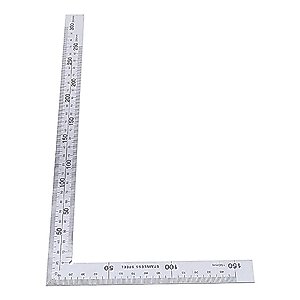 Bettomshin 1Pc L Shaped Ruler, 150x300mm Stainless Steel Straight Edge Ruler, 90 Degree Square Layout Tool, Thicken Right Angle Ruler Measuring Gauge for Carpenter Engineer, Random Font Color