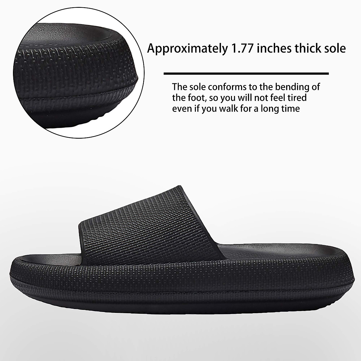 Slippers for Women and Men Quick Drying Bathroom Shower Sandals Open Toe Soft Cushioned Extra Thick Non-Slip Massage Pool Gym House Slipper for Indoor & Outdoor black 44-45