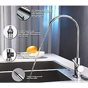 ESOW Kitchen Water Filter Faucet, 100% Lead-Free Drinking Water Faucet Fits Most Reverse Osmosis Units or Water Filtration System in Non-Air Gap, Stainless Steel 304 Body Polished Chrome Finish