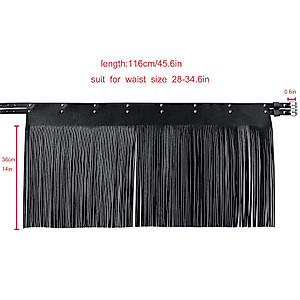 Ayliss Women Punk Waist Belt Tassel Fringe Skirt Belt Vintage PU Leather Waistband Belt Rocker Dance Performance Costume (Black #1)