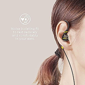TCL Actv100 in-Ear Earbuds Active Noise Isolating Wired Secure Fit Sweatproof Headphones with Built-in Mic – Black