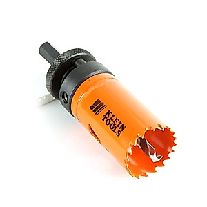 Klein Tools 31922 Bi-Metal Hole Saw, 1-3/8-Inch for Cutting Stainless Steel, Mild Steel, Drywall, Wood and Plastic, with Easy Slug Removal