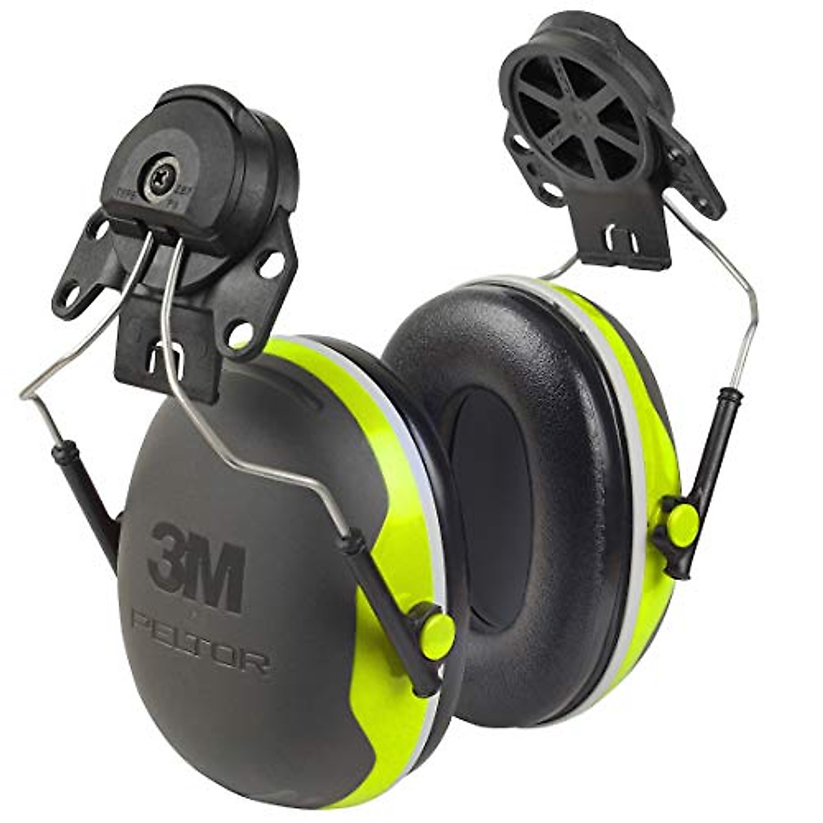3M PELTOR Ear Muffs, Noise Protection, Cap Style Hard Hat Attachment, NRR 25 dB, Construction, Manufacturing, Maintenance, Automotive, Woodworking, Heavy Engineering, Mining, X4P3E, Black/Chartreuse