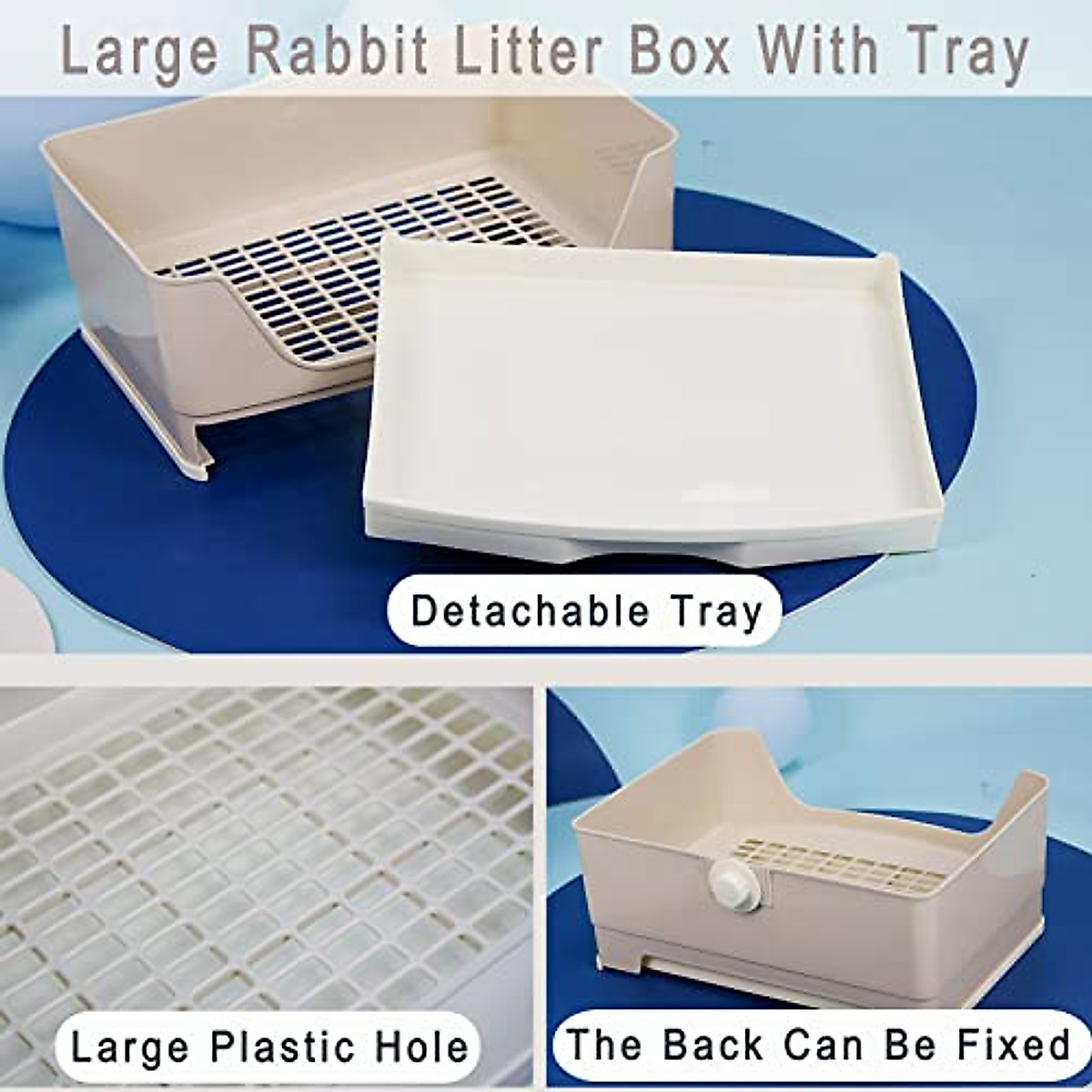 Hamiledyi Large Rabbit Litter Box Trainer, Bunny Potty Corner Toilet with Drawer Bigger Pet Pan for Adult Guinea Pigs, Ferret, Chinchilla, Galesaur, Small Animals