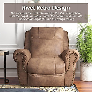 INZOY Electric Power Recliner with Breathable Leather, Classic Electric Reclining Recliner Chair with USB Port, Upholstered Single Sofa Recliner for Living Room Bedroom Home Theater, Brown