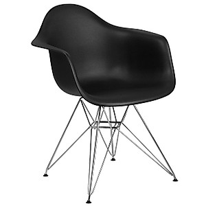 Flash Furniture 2 Pack Alonza Series Black Plastic Chair with Chrome Base
