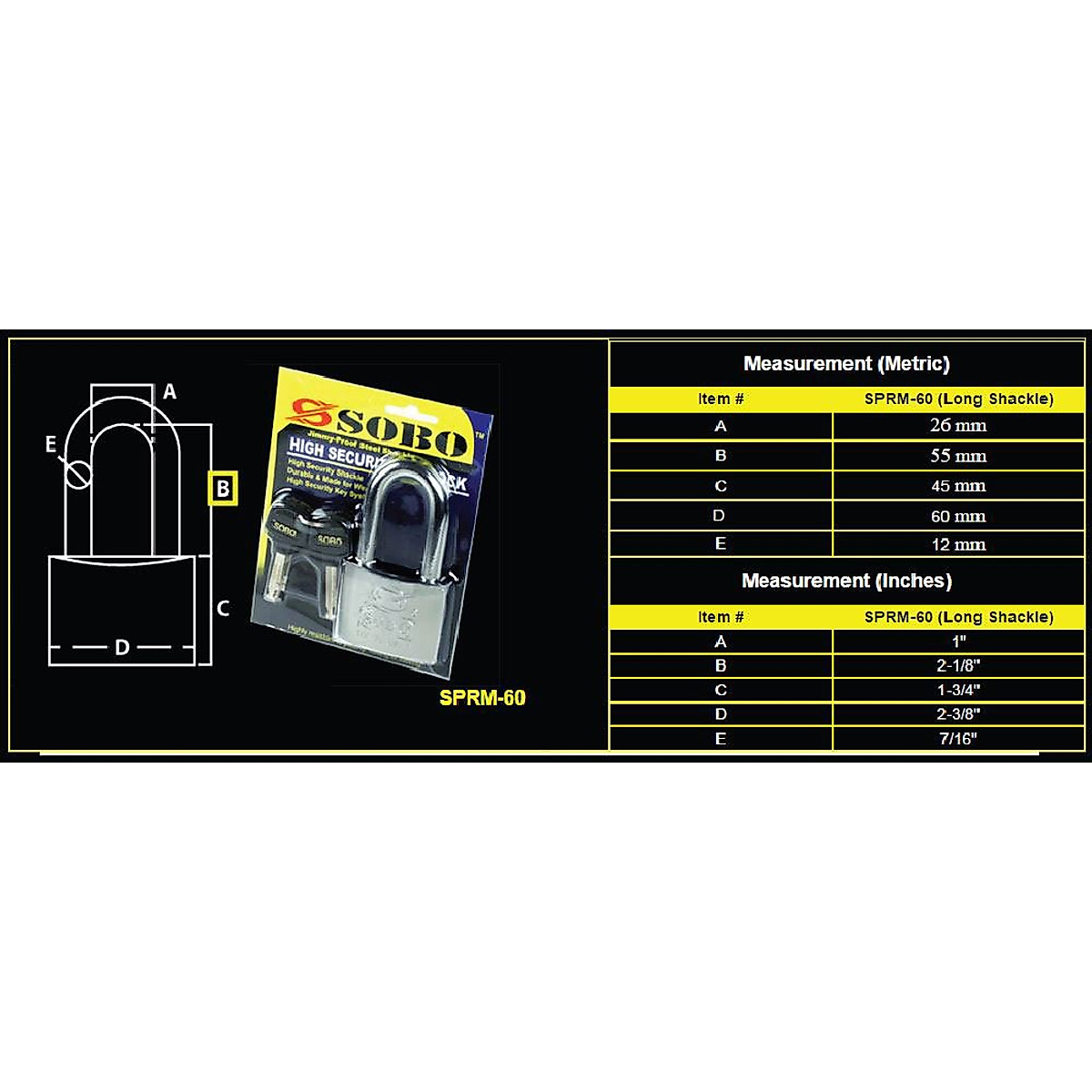 FJM Security Products SPRM60-CR Padlock, 1 Pack, Chrome