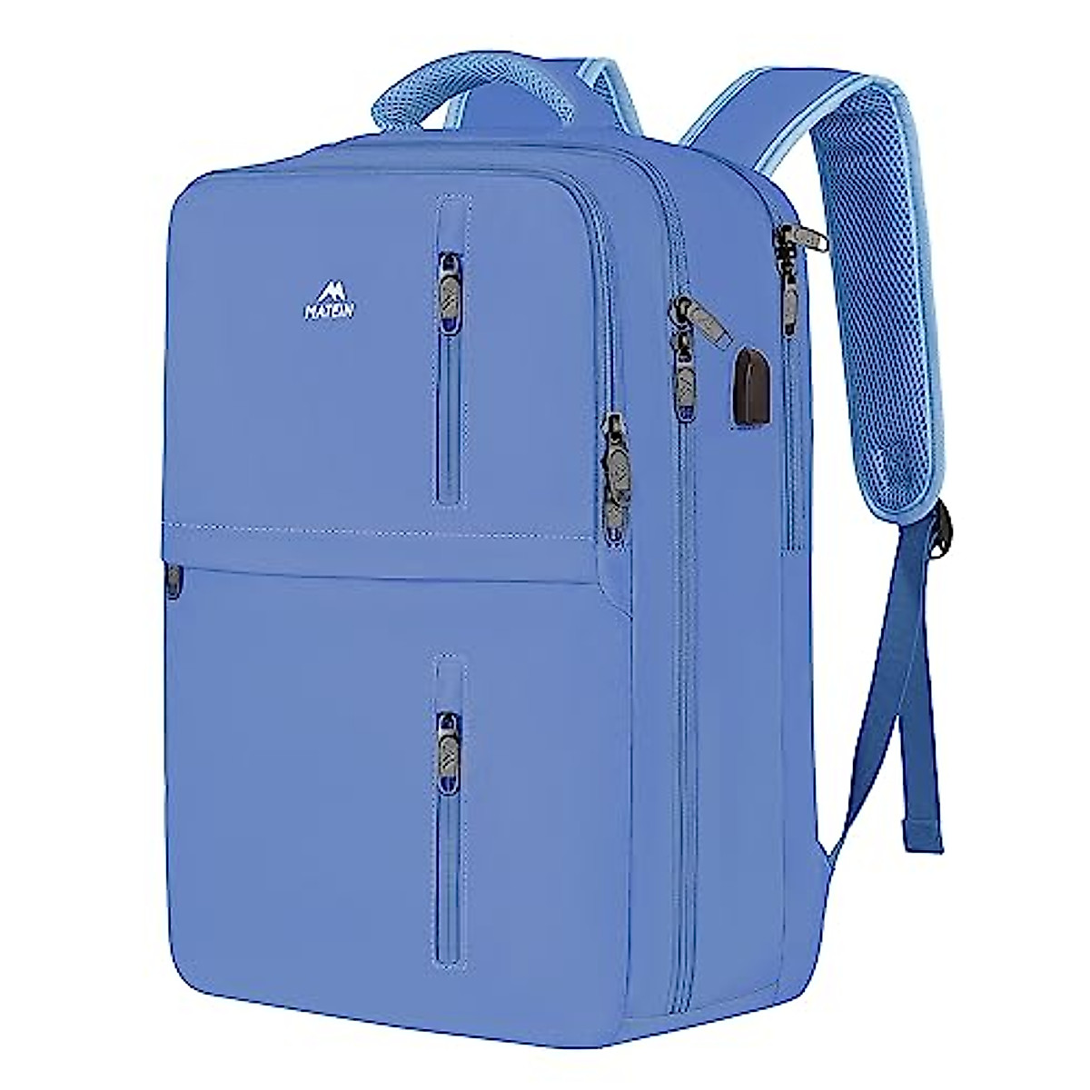 MATEIN Carry on Backpack, 40L Flight Approved Travel Laptop Backpack with USB Charge Port, 17 Inch Anti-Theft Large Luggage Laptop Daypack Business College Weekender Overnight Bag for Women Men, Blue
